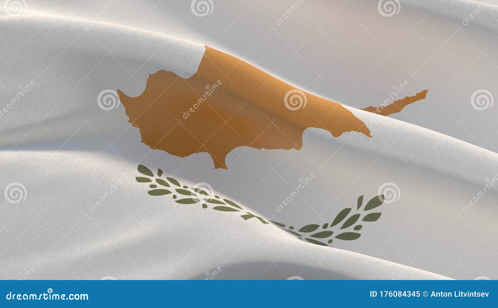 High Resolution Close-up Flag of Cyprus. 3D Illustration. Stock ...