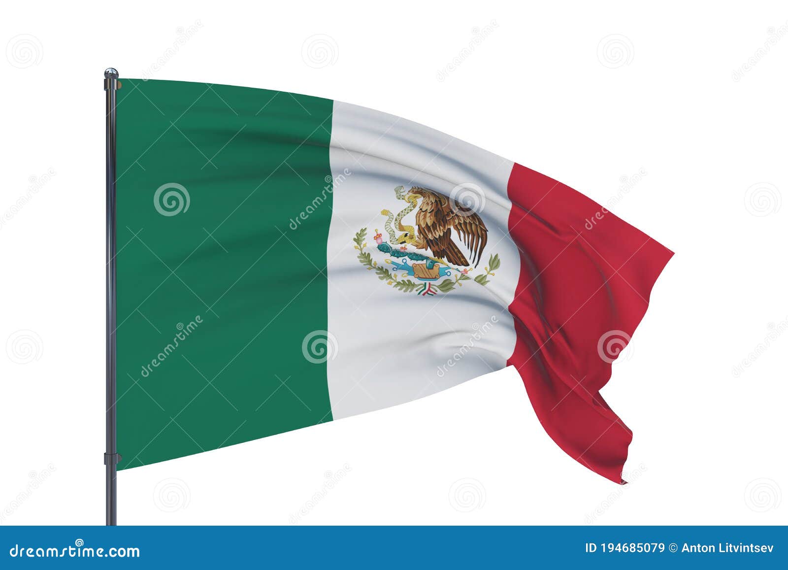 3D Illustration. Waving Flags of the World - Flag of Mexico. Isolated ...