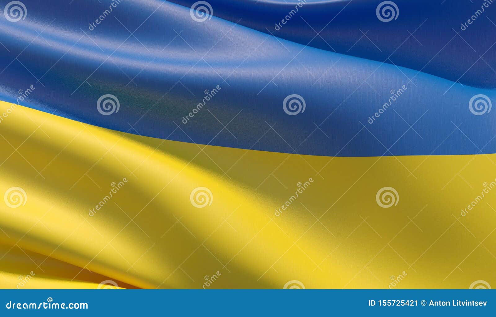 High Resolution Close-up Flag of Ukraine. 3D Illustration. Stock ...