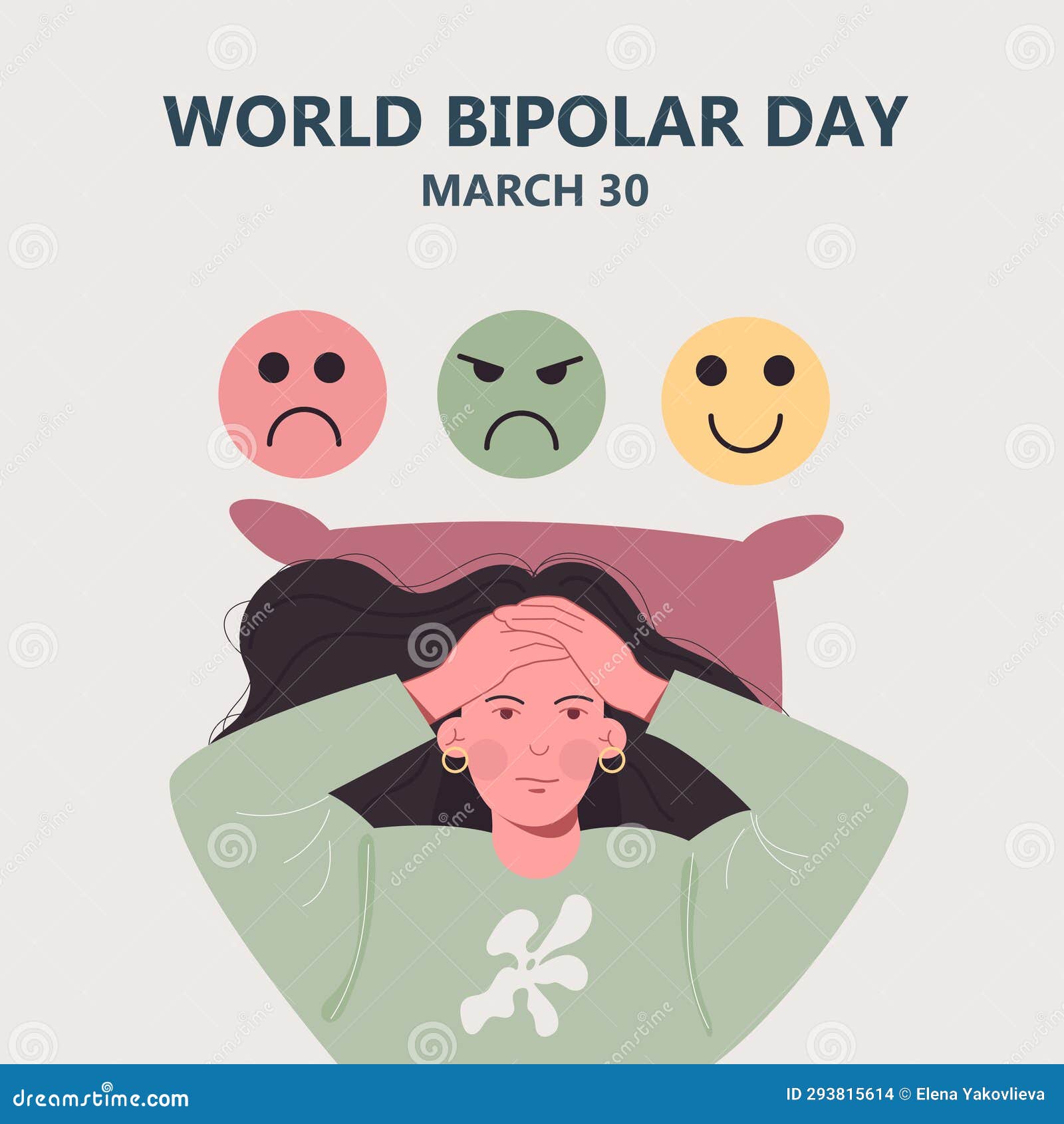 Background in Flat Style World Bipolar Day Stock Vector - Illustration ...