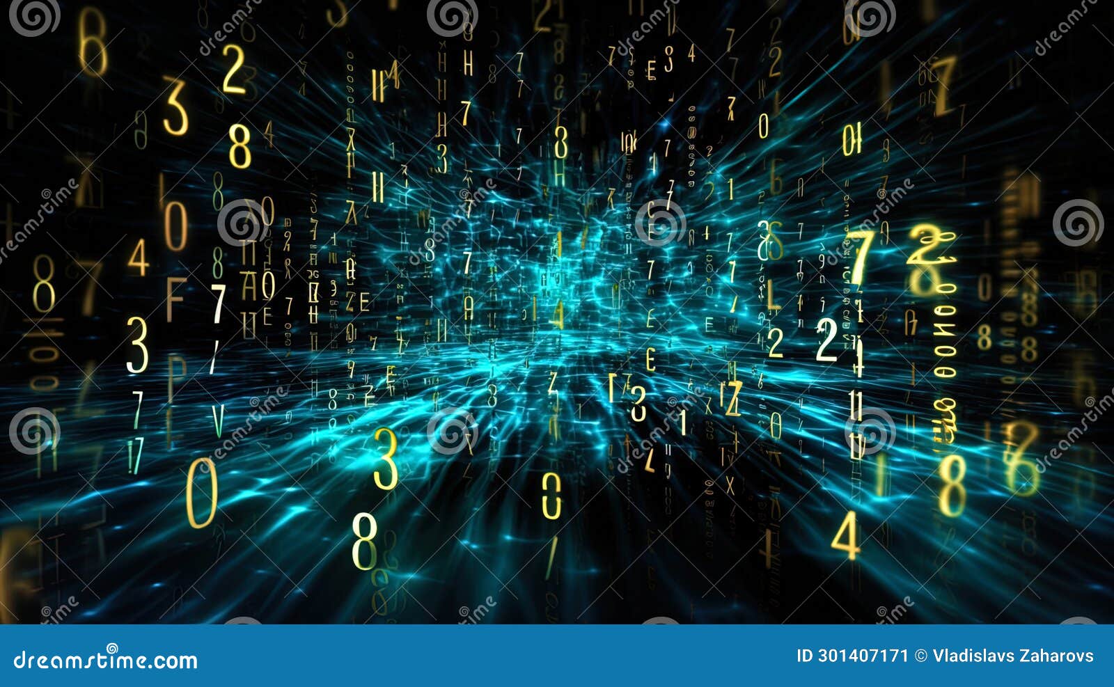 The Background with Flickering Numbers and Binary Code, Symbolizing ...
