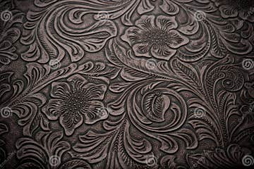 Background with Floral Engraved Leather Stock Illustration ...