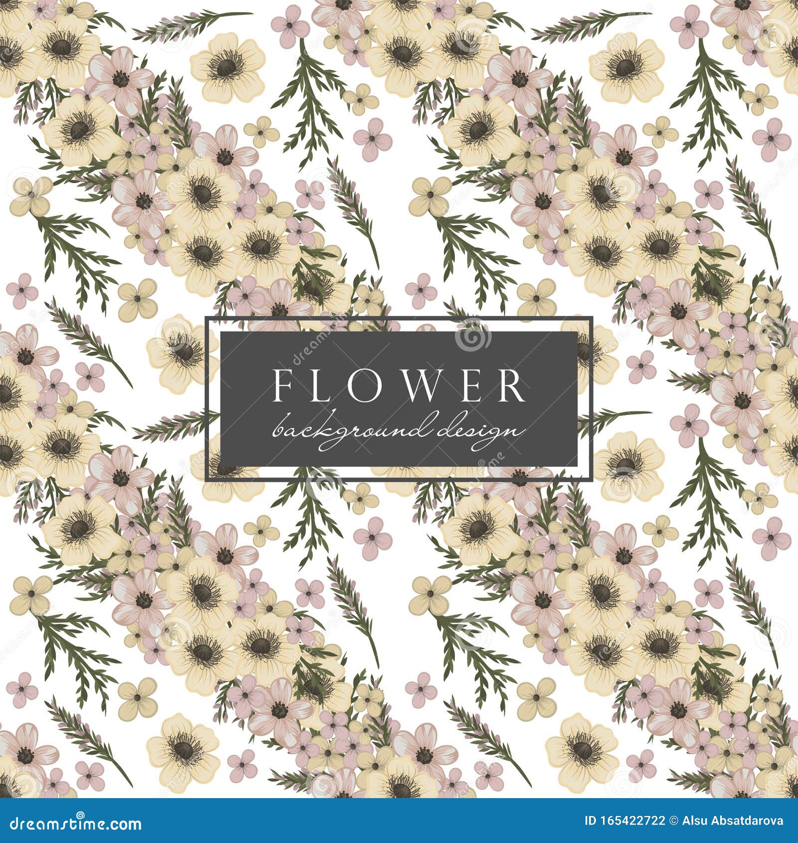 Background Floral - Beige Flowers Seamless Pattern Stock Illustration ...