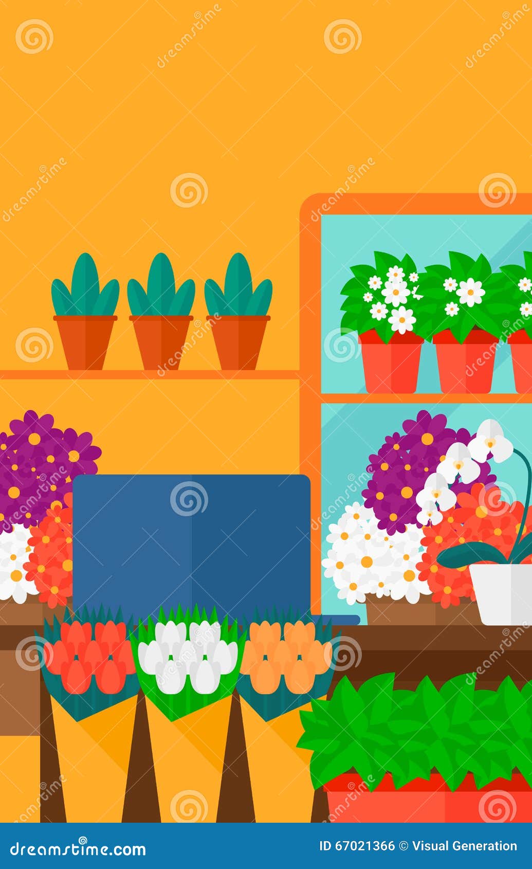 Background of flower shop. stock vector. Illustration of choice - 67021366