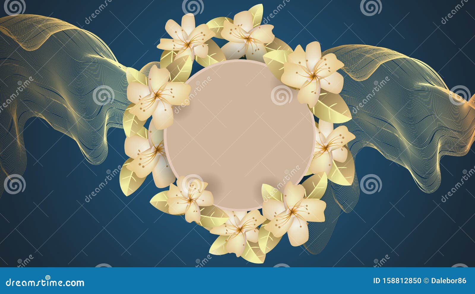 Background with Flowers and Abstract Wave Stock Vector - Illustration ...