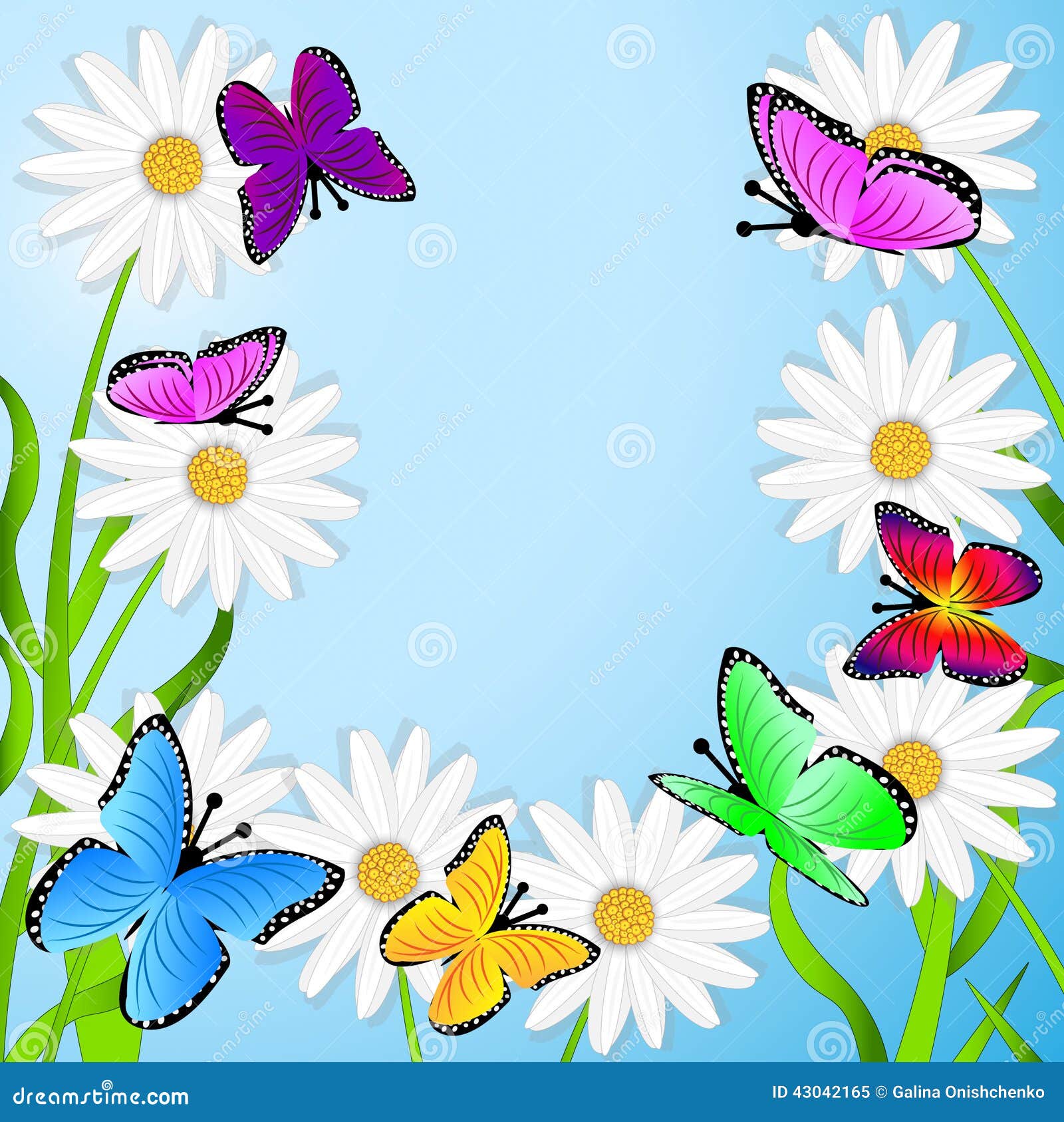 Background with Flowers and Butterflies Stock Vector - Illustration of ...