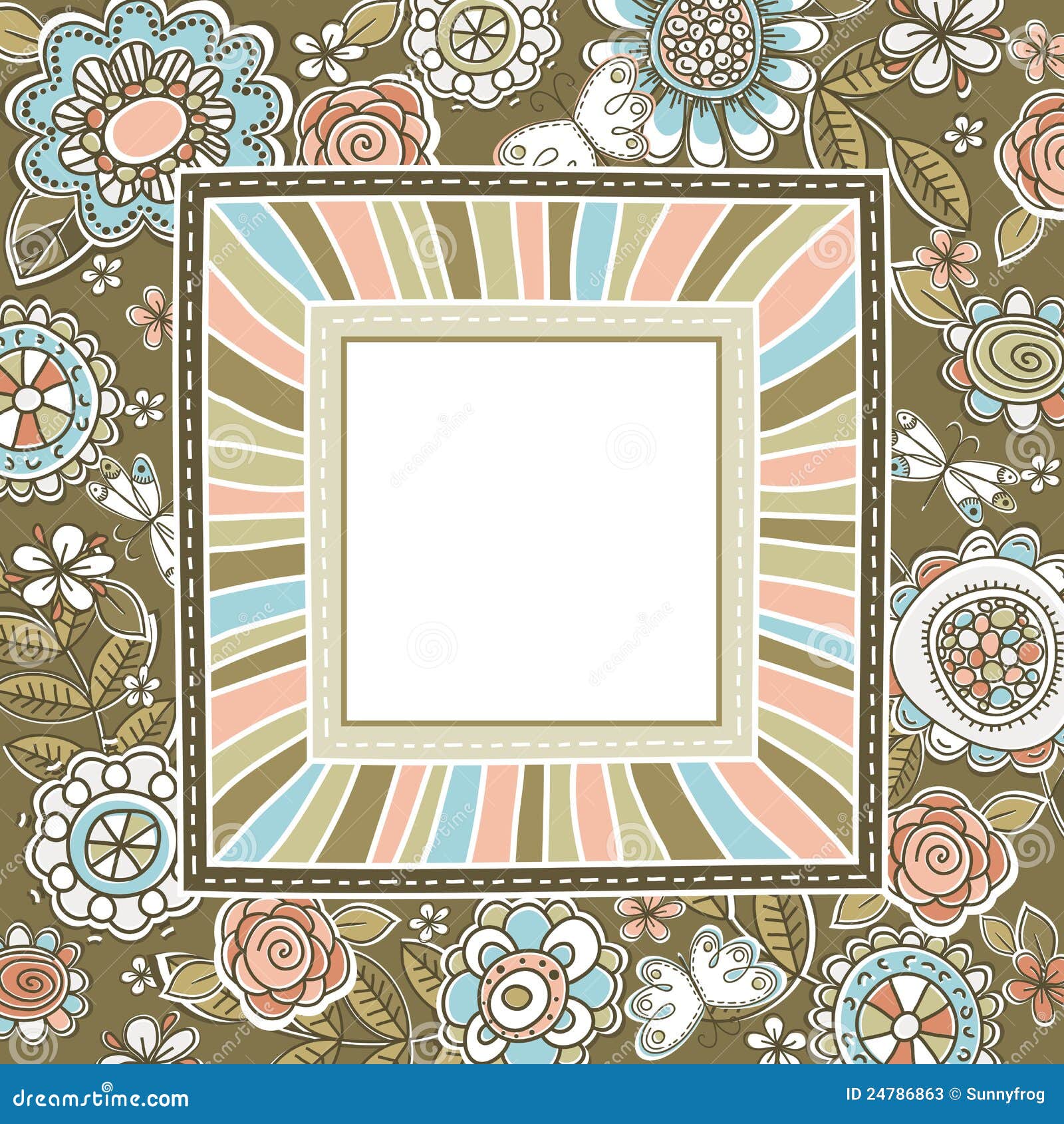 Background of Flowers with Square Frame, Vector Stock Vector ...