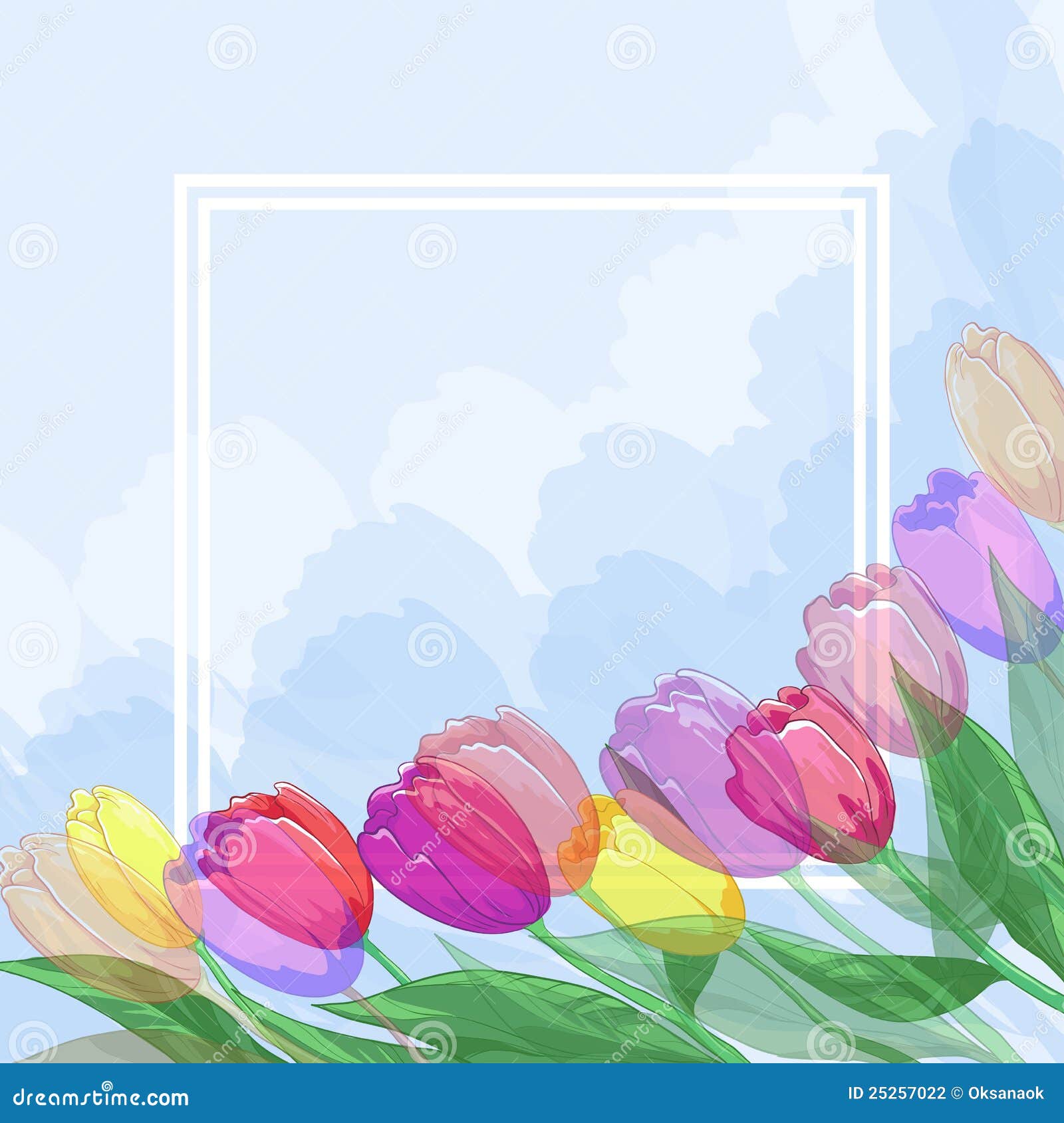 Background, Flowers Tulips and Frame Stock Vector - Illustration of ...