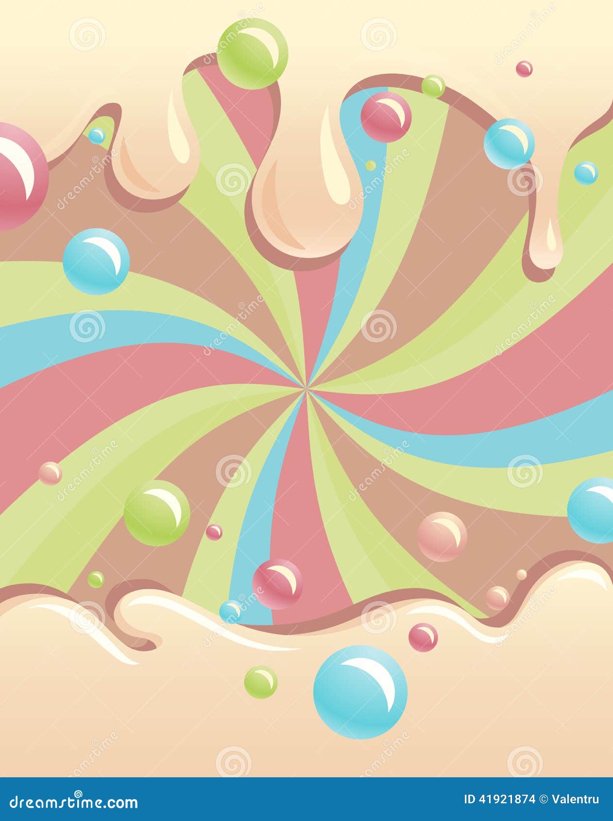 Background with Flowing Syrup and Color Bubbles Stock Vector ...