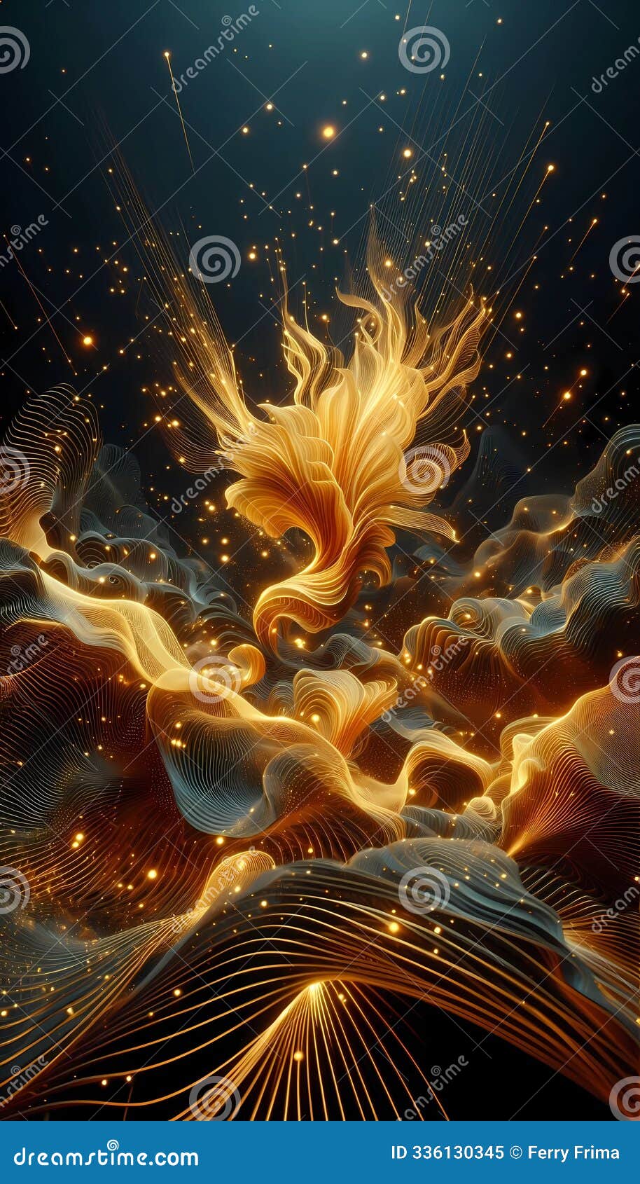 A Background of Fluid in Gold Dynamic Form Stock Illustration ...