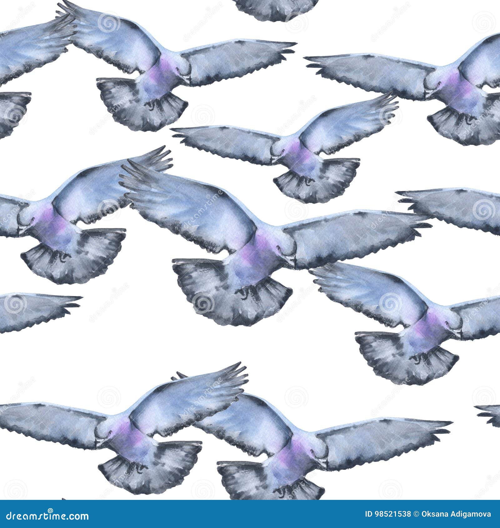 Background Flying Doves. Seamless Pattern Stock Illustration ...