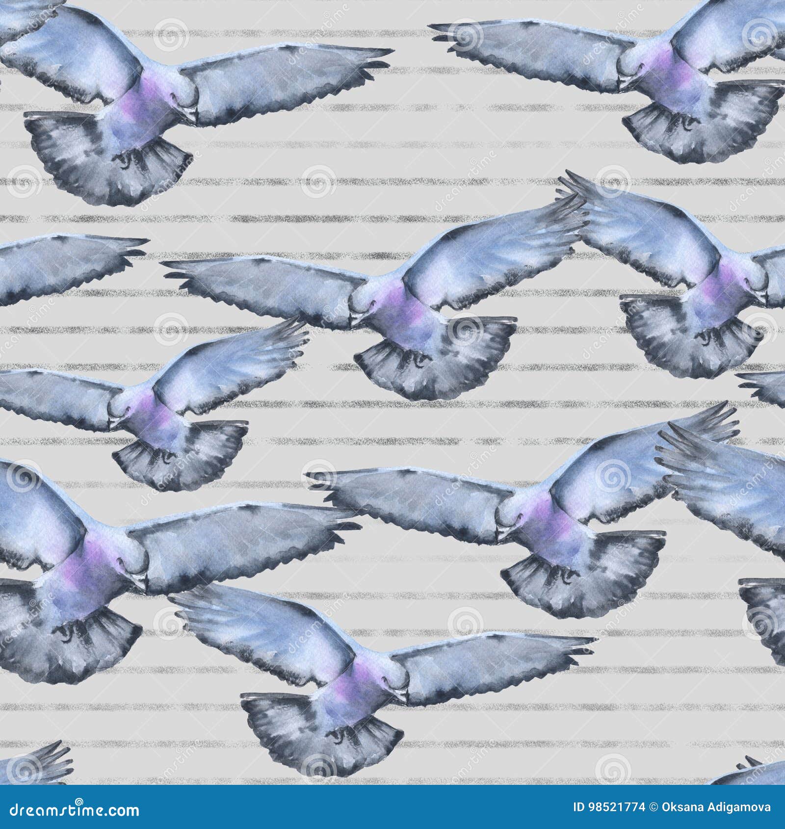 Watercolour Doves Birds Flying, Set Of Vector Drawing. Birds Flight ...