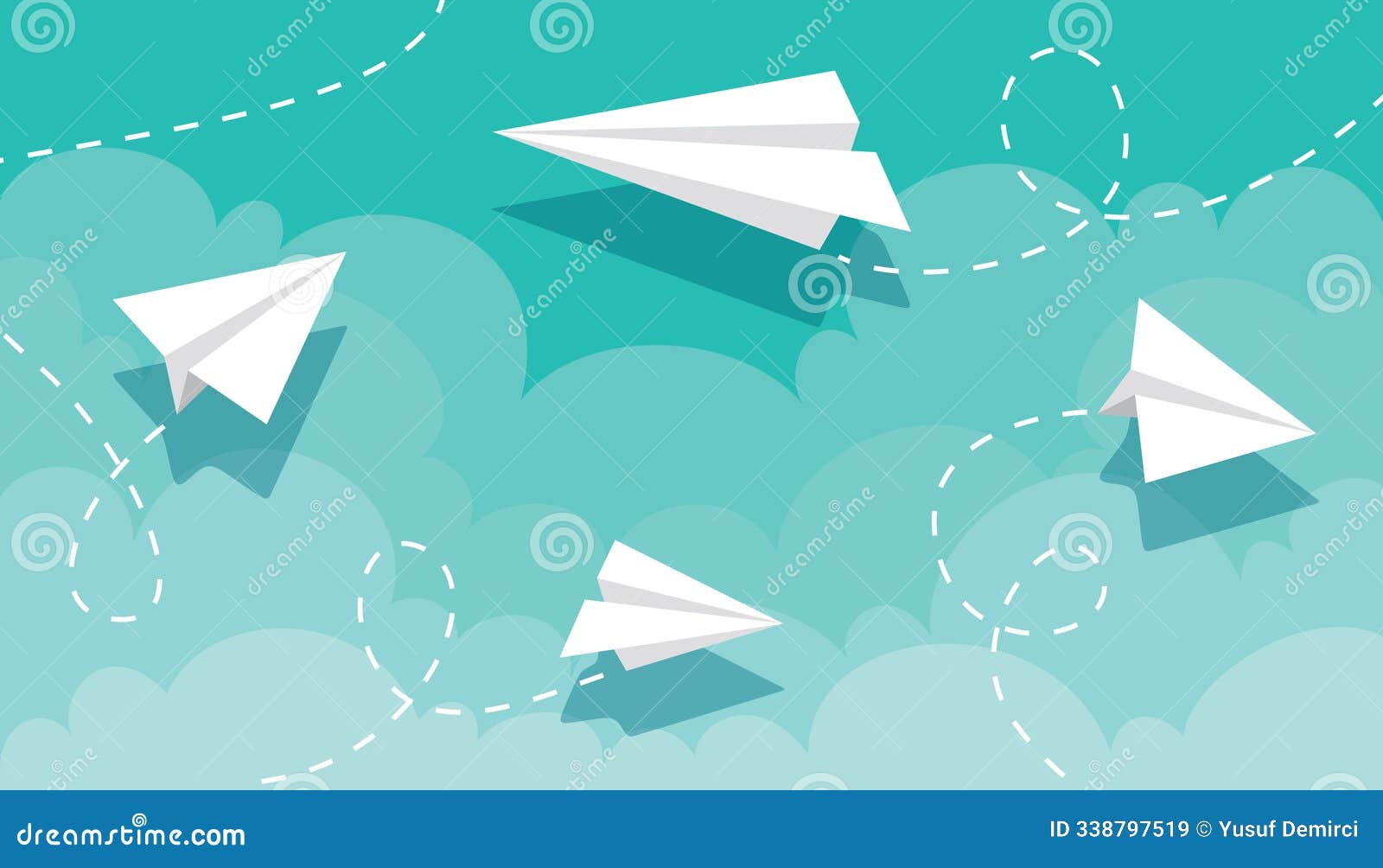 Background with Flying Paper Planes Stock Illustration - Illustration ...
