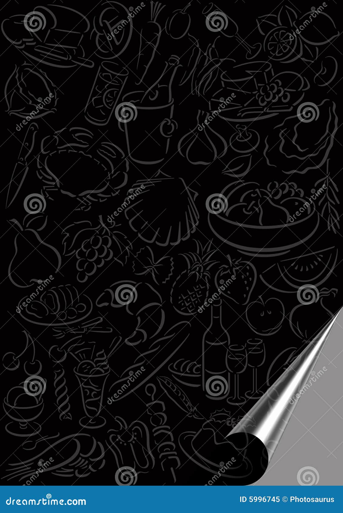 Background with Food Symbols Stock Illustration - Illustration of frame ...