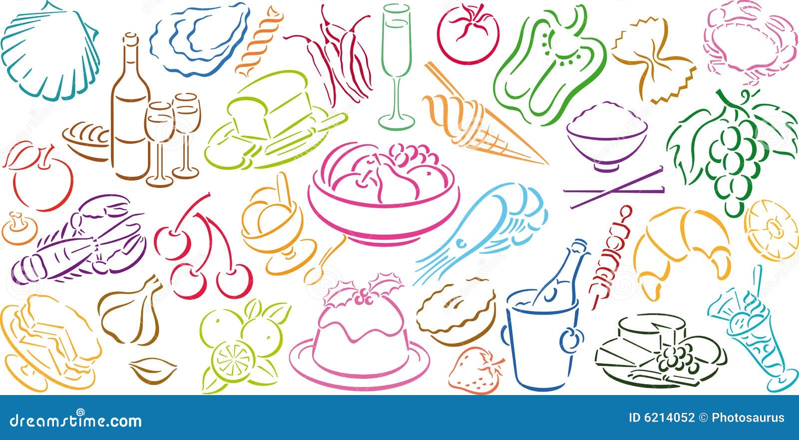 Background with Food Symbols Stock Vector - Illustration of ...