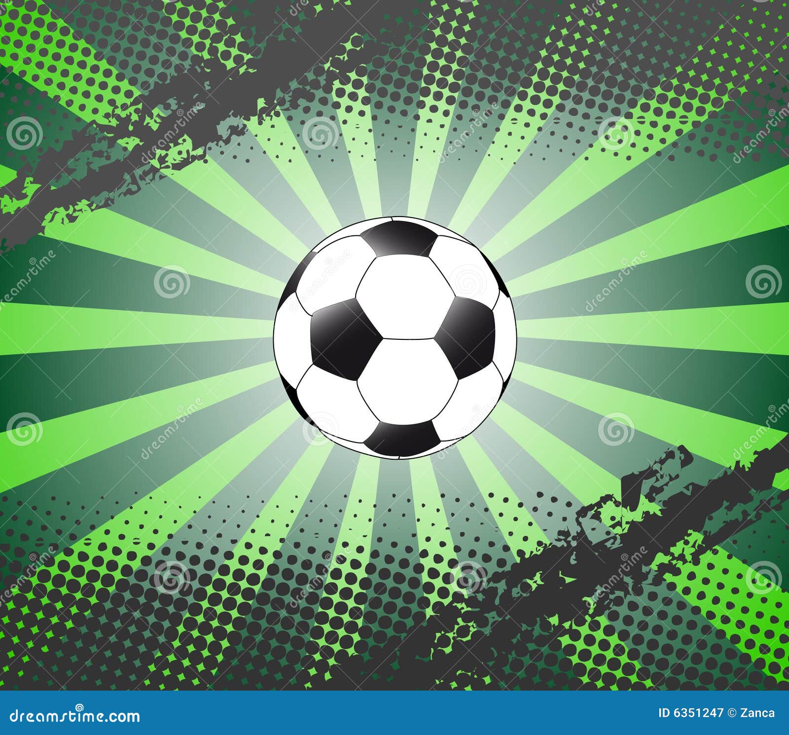 Background With Football And Sunburst And Halftone Picture. Image: 6351247