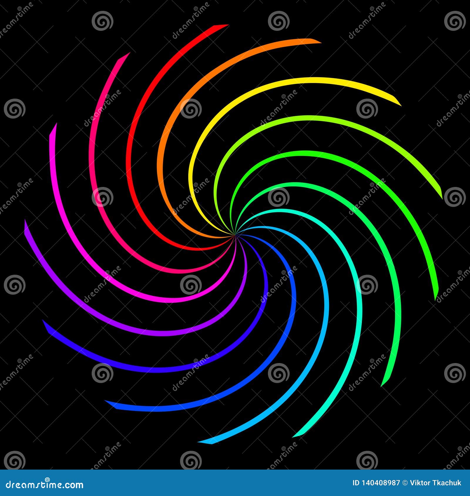 Background in the Form of a Color Rainbow Spiral on a Black Background ...