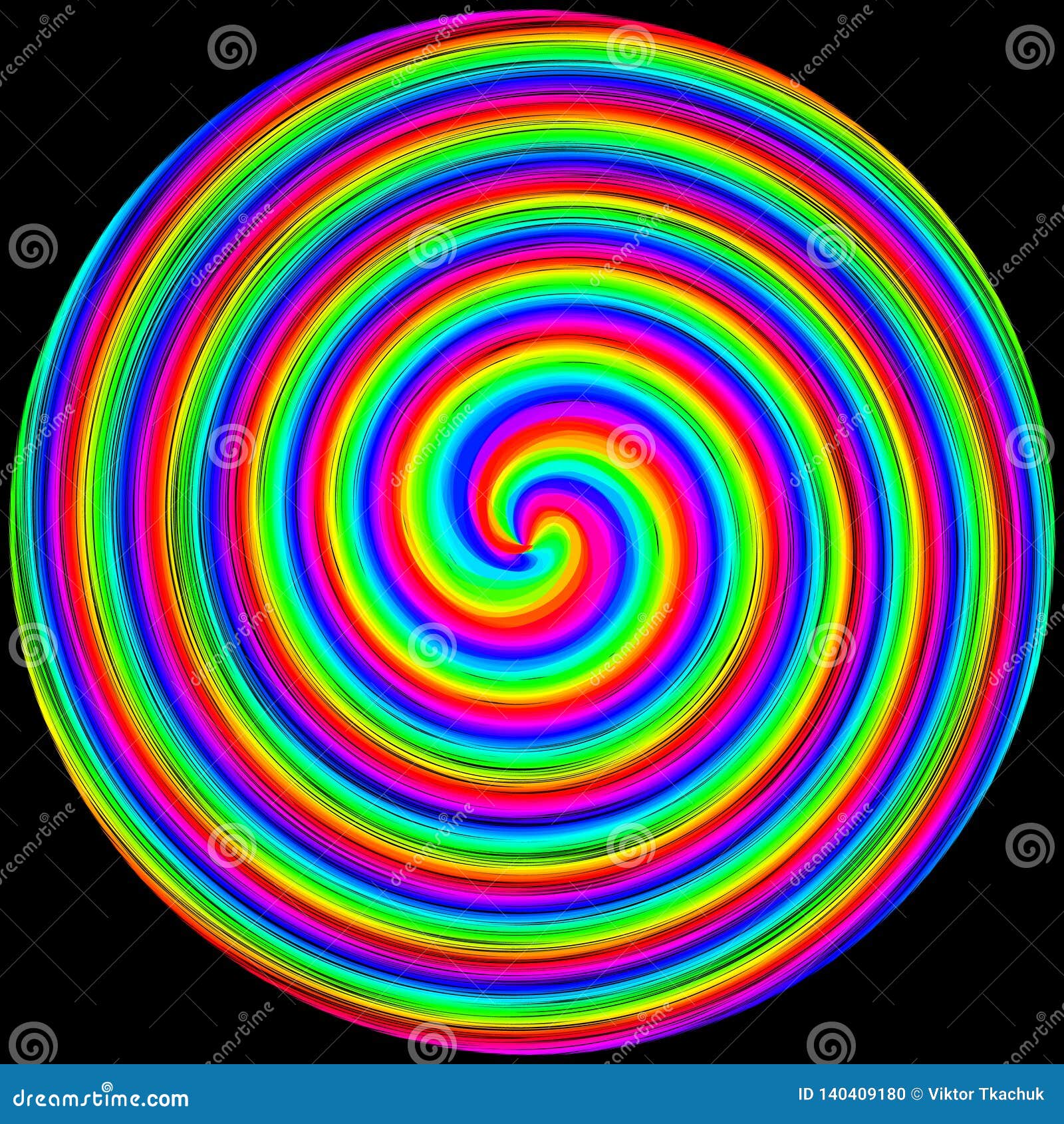 Background in the Form of a Colored Circle Spiraled on a Black Stock ...
