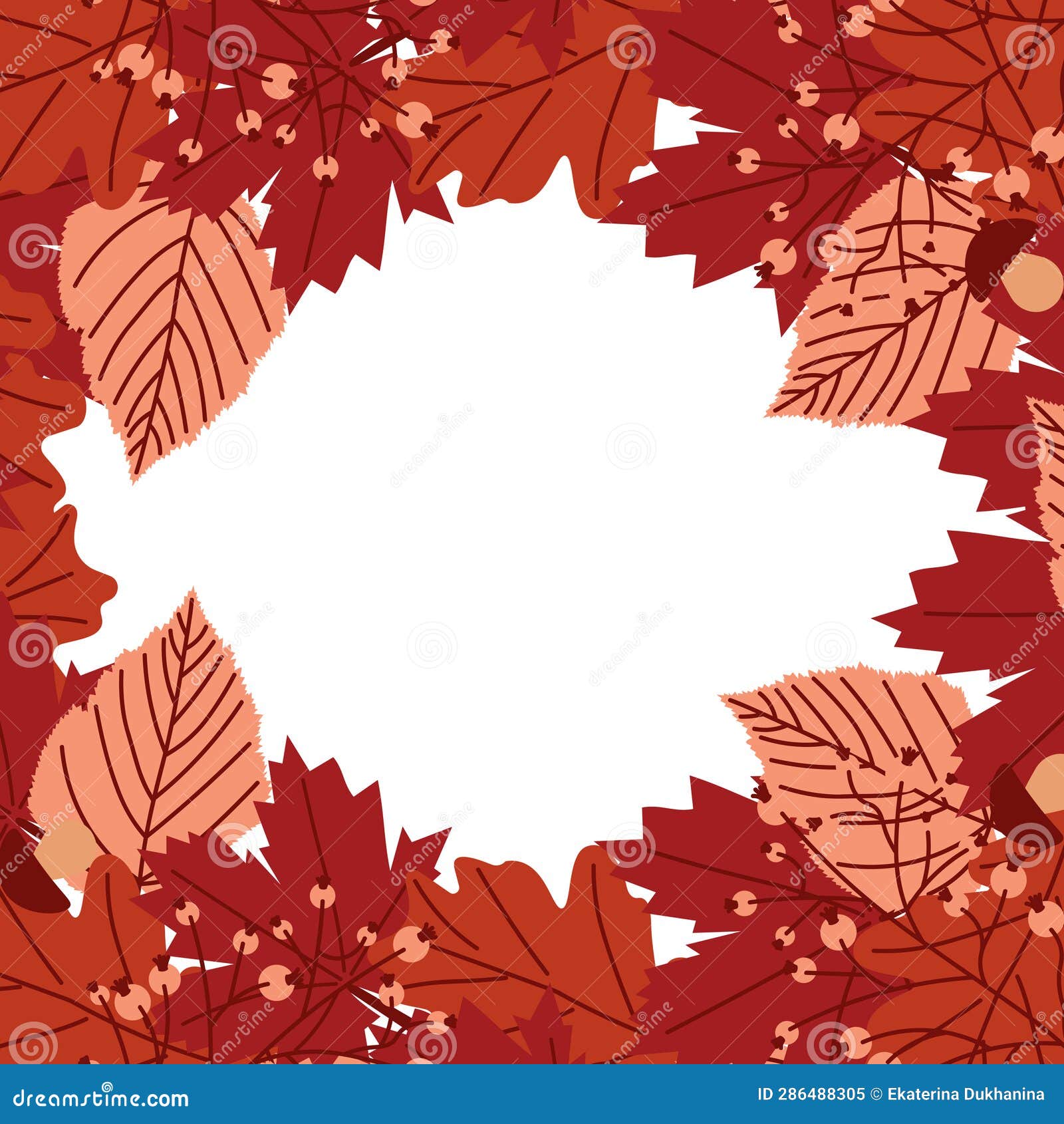 Background in the Form of a Frame of Autumn Leaves. Flat Illustration ...