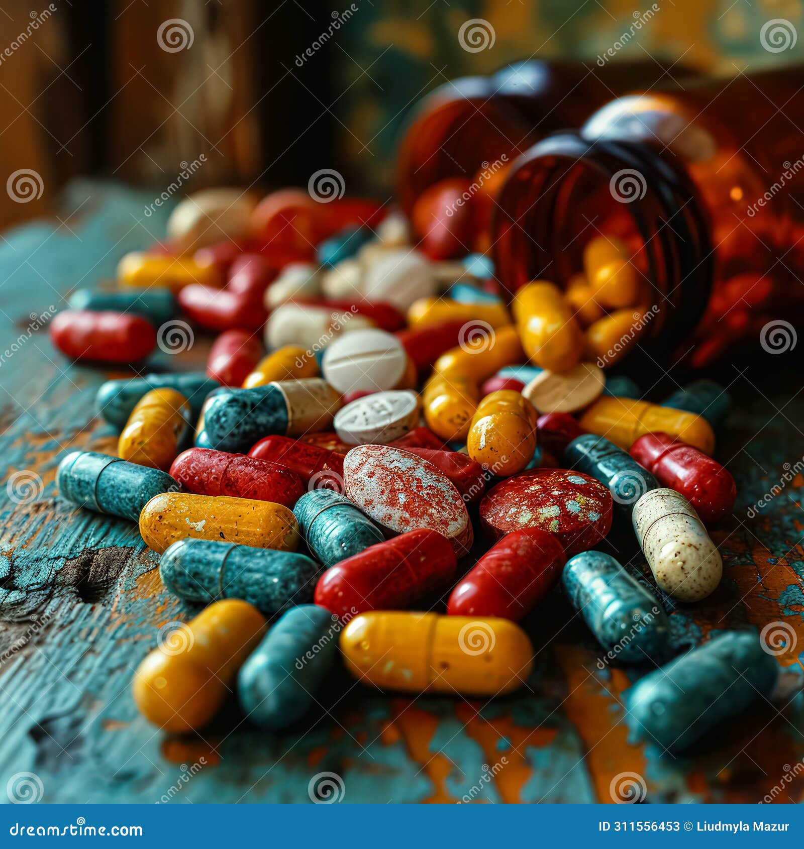A Background Formed by Assorted Colored Tablets and Pills Stock Image ...