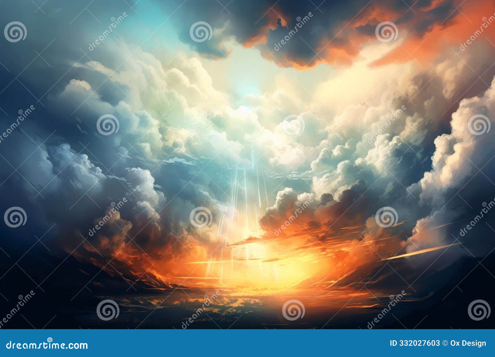 Background Formed by a Bright Authentic Sky during Sunset. Orange, Blue ...
