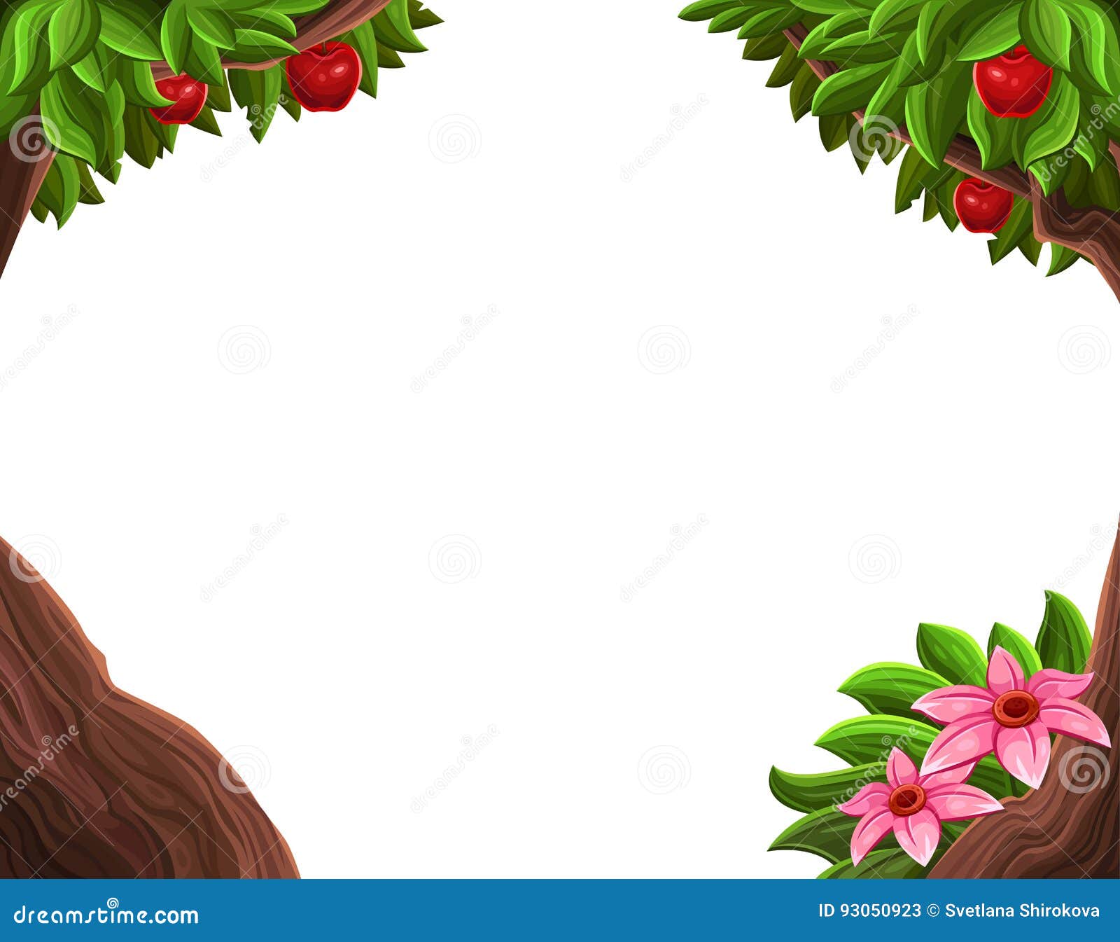 Background Frame with Apple Tree Stock Vector - Illustration of leaf ...