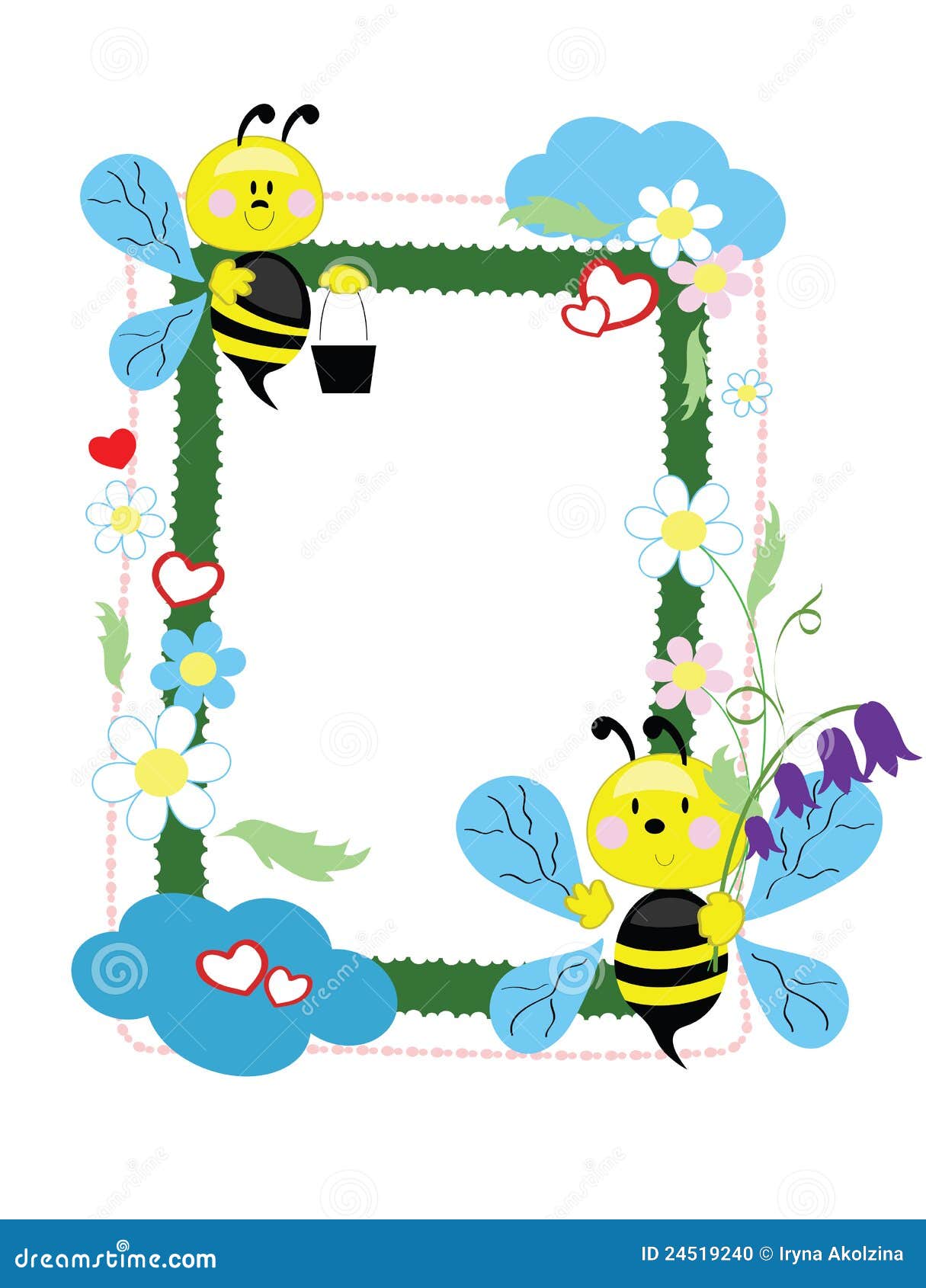 Background - Frame with Bees Stock Vector - Illustration of valentine ...