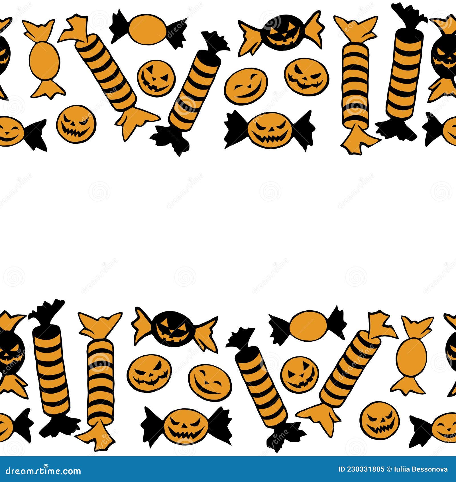 Background, Frame of Candy in Different Wrappers in Halloween Style ...