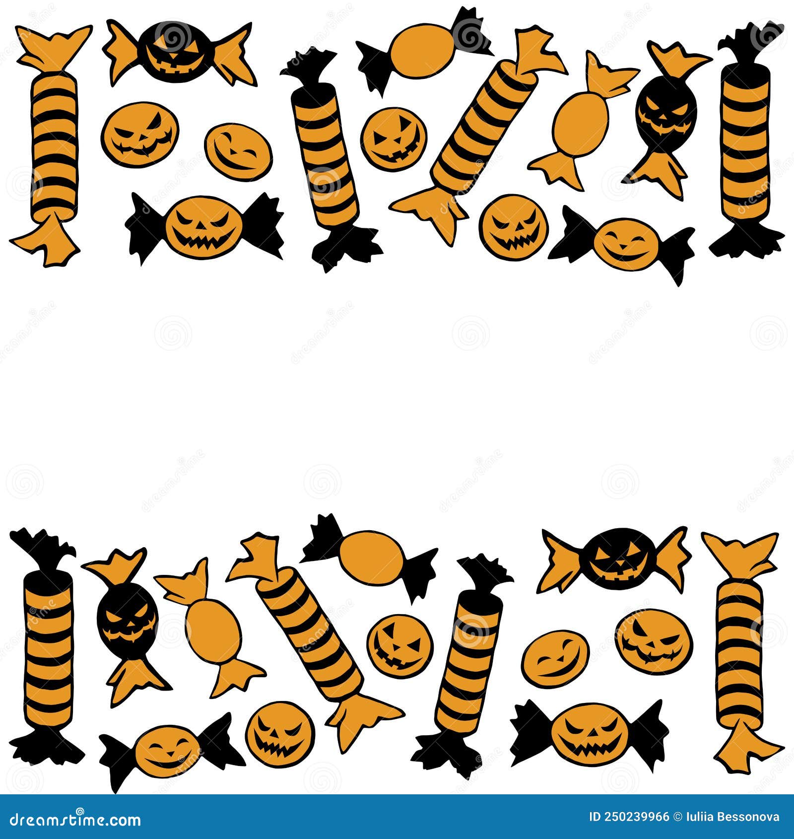 Background, Frame of Candy in Different Wrappers in Halloween Style ...