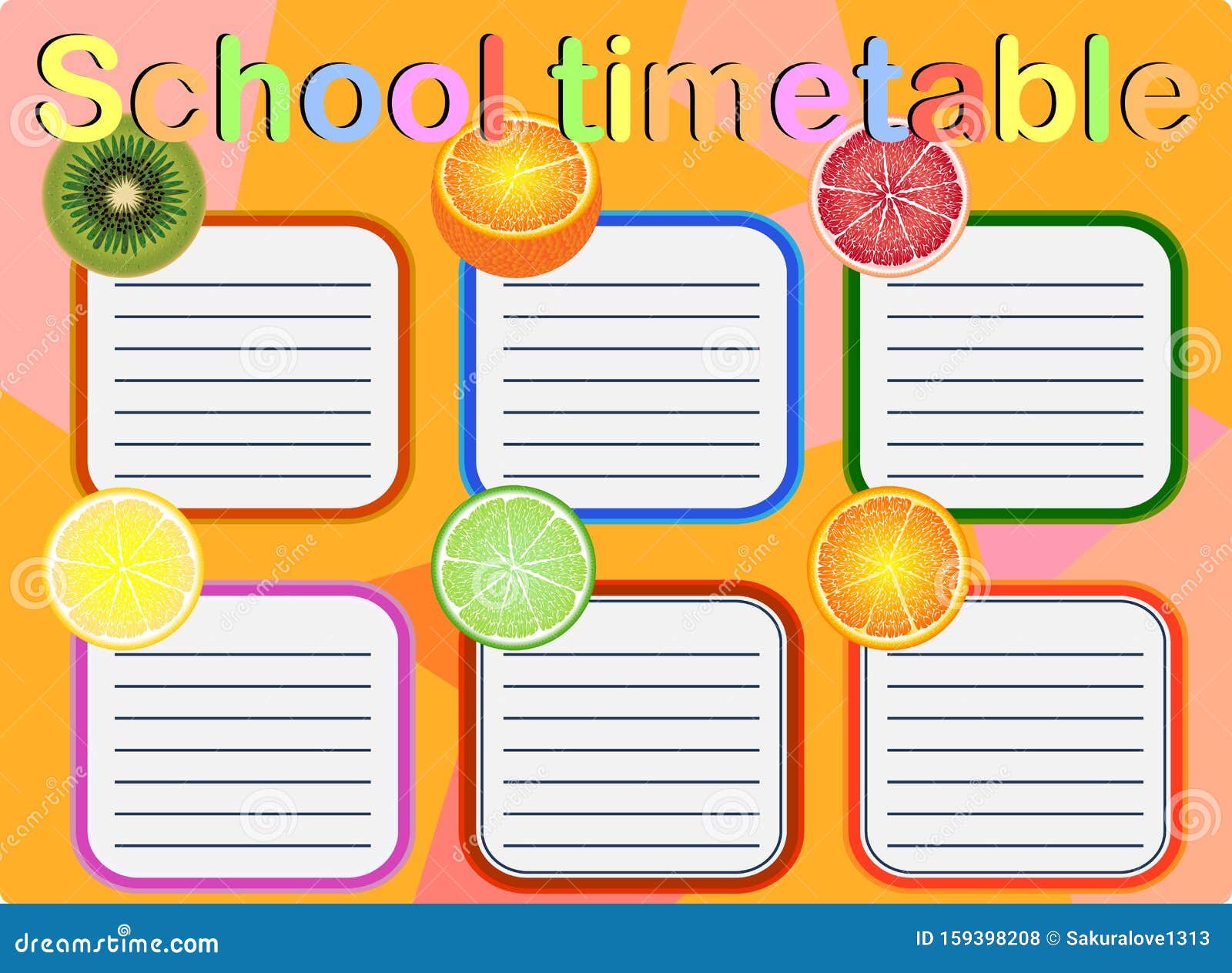 Template School Timetable for Students or Pupils with Days of Week and ...