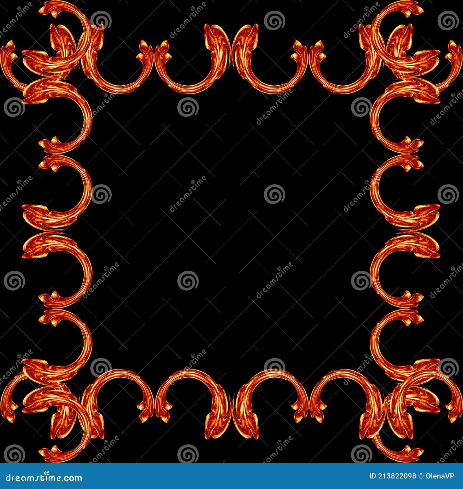 Background with Frame of Fire Flames Stock Illustration - Illustration ...