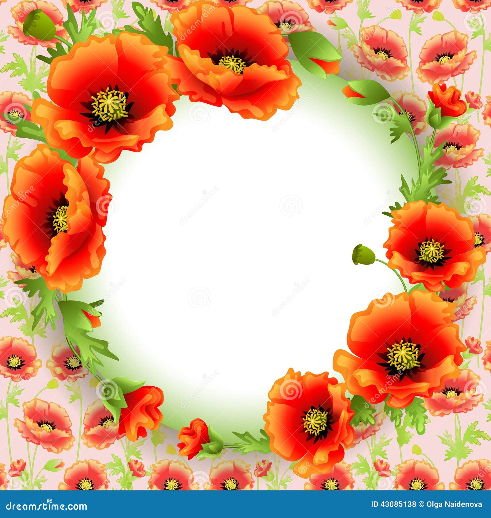 Frame With Poppies In The Shape Of Heart Cartoon Vector | CartoonDealer ...