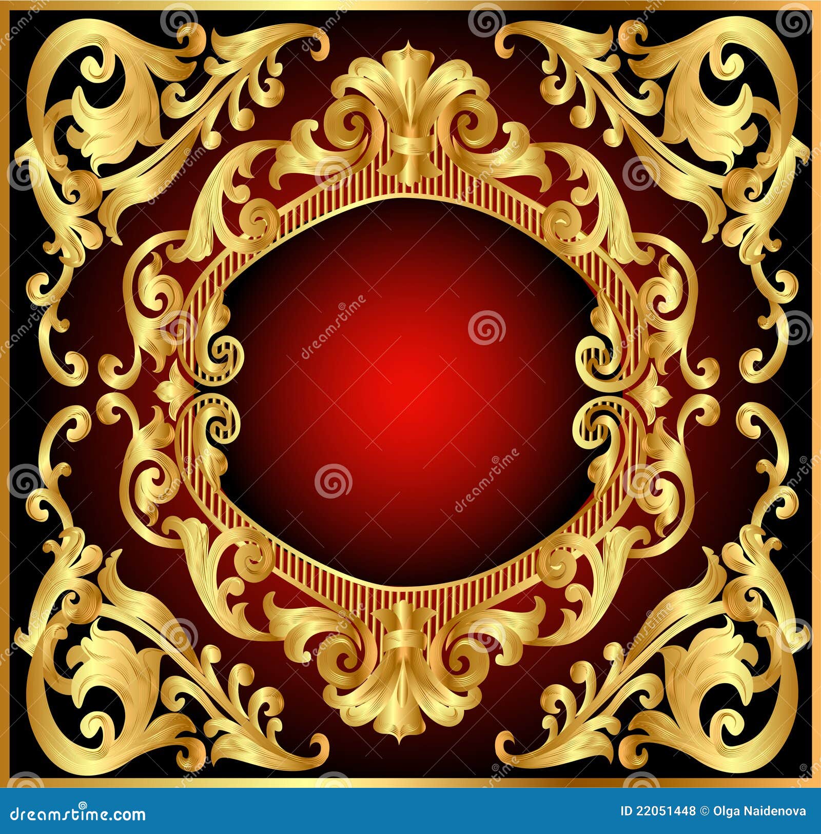 Background Frame Red with Gold(en) Pattern Stock Vector - Illustration ...