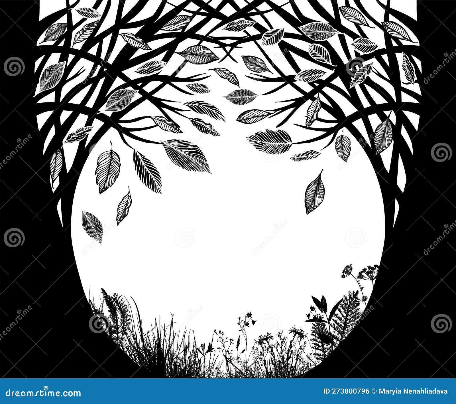 Background Frame of Trees. Graphic Trees with Leaves. Summer. Vector ...