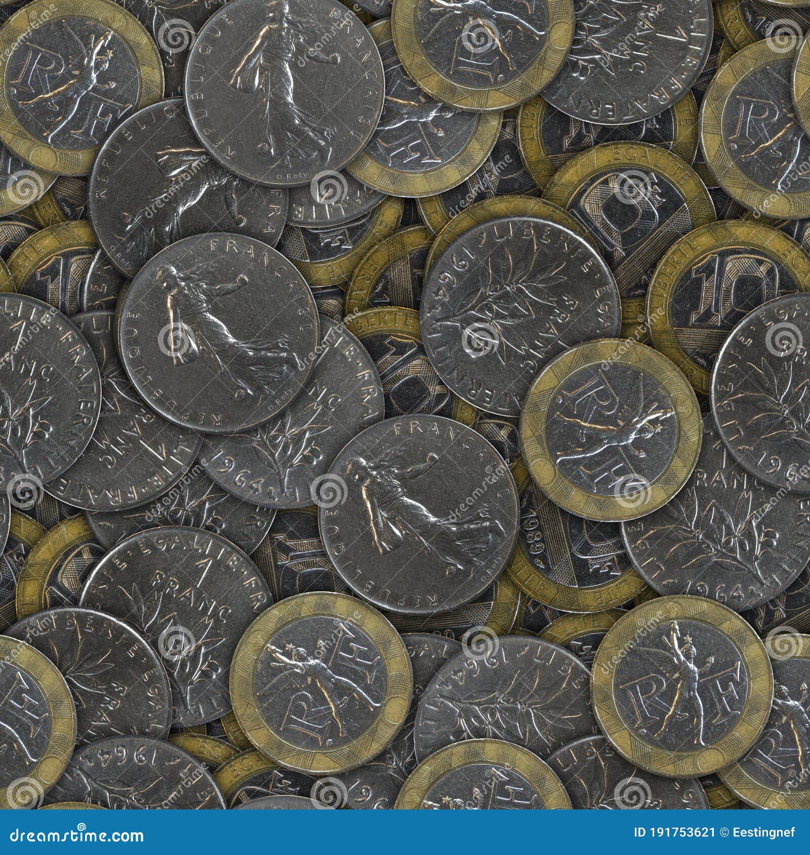 Background of French Coins. Seamless Stock Illustration - Illustration ...