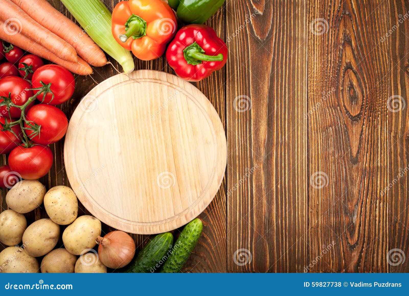 Background of Fresh Raw Vegetables and Cutting Board Stock Photo ...