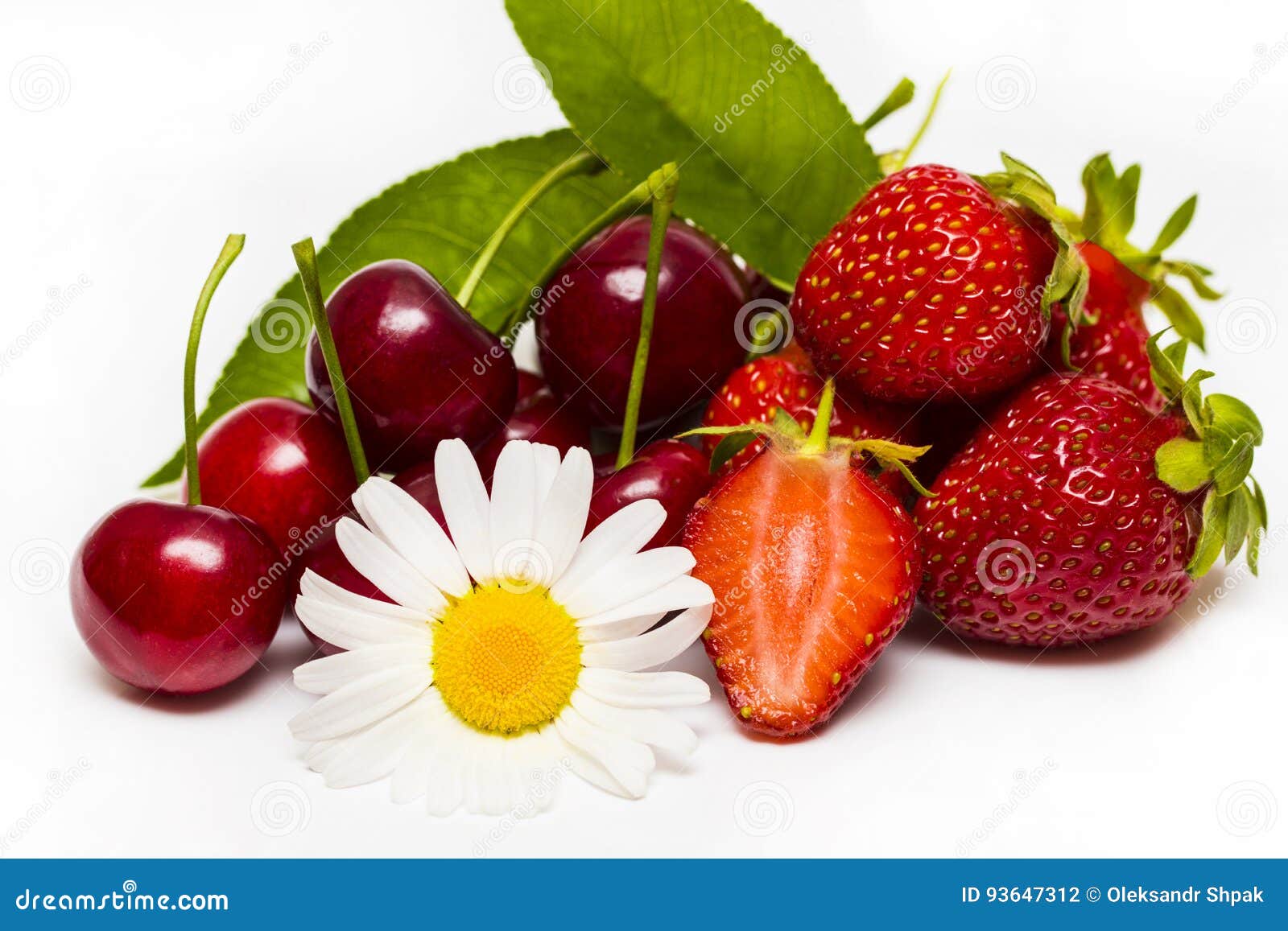 Background from Fresh Ripe Strawberries and Cherry Stock Photo - Image ...