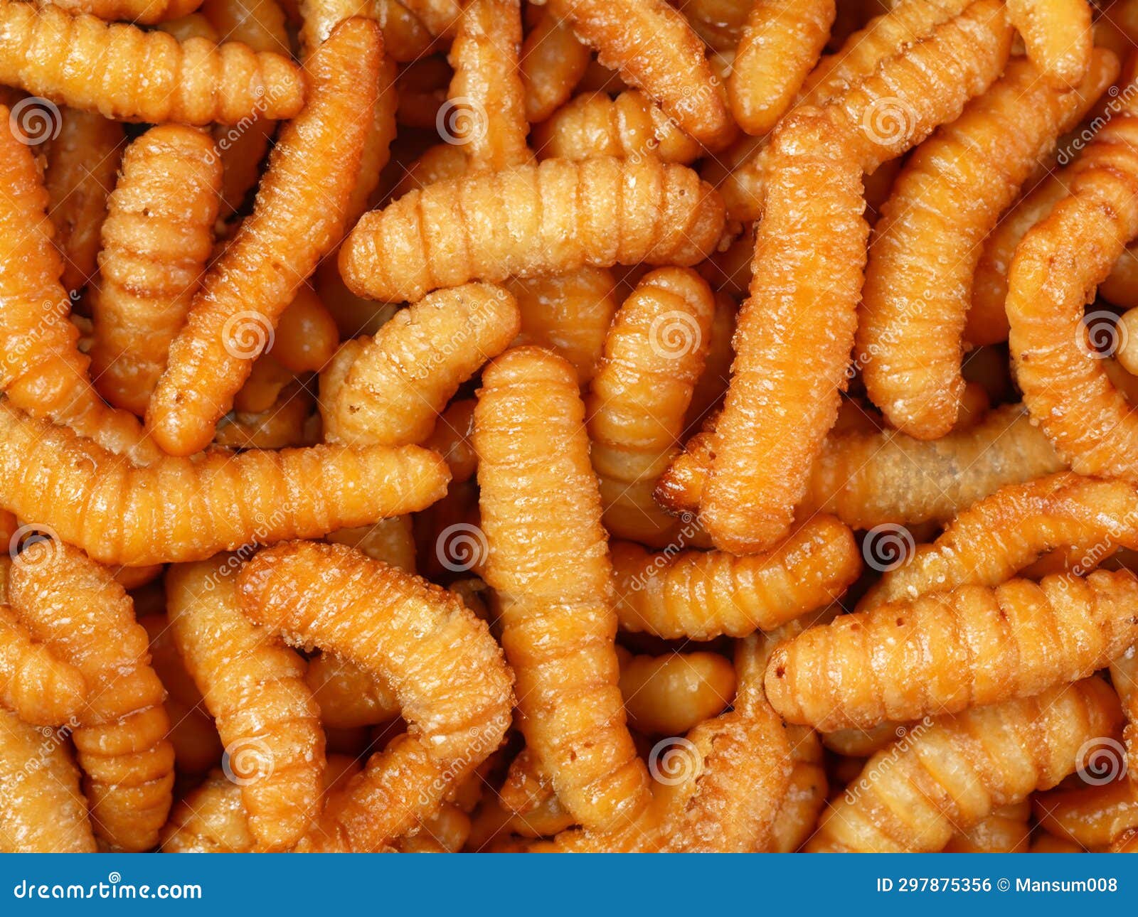 Fried Worm, Insect Food With Vegetables In The Bowls Made From Banana ...