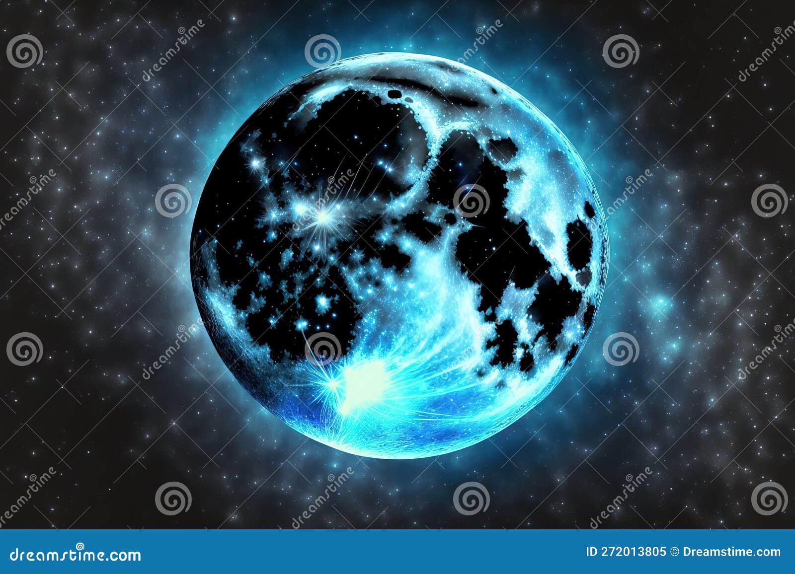 Background of a Full Blue Moon and Star in the Night Sky Stock ...