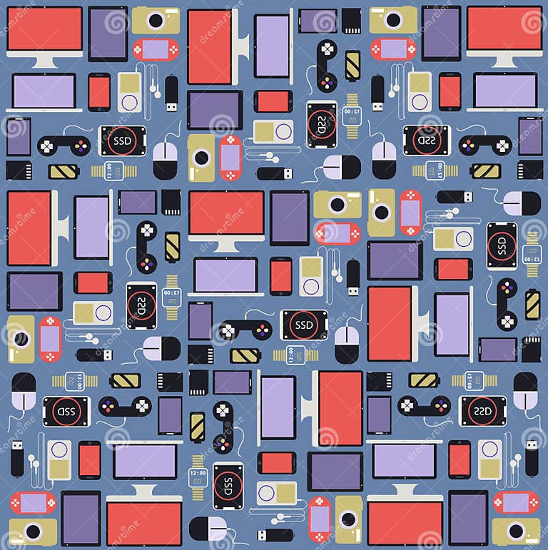 Background Gadget and Other Electronics Flat Desig Stock Vector ...