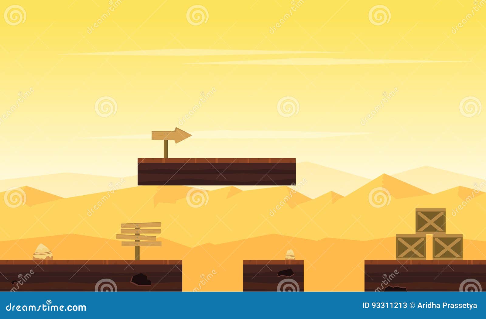 Background Game with Desert Landscape Stock Vector - Illustration of ...
