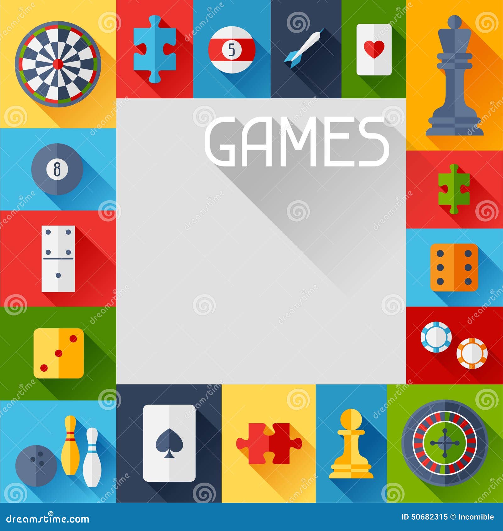Background with Game Icons in Flat Design Style Stock Vector ...