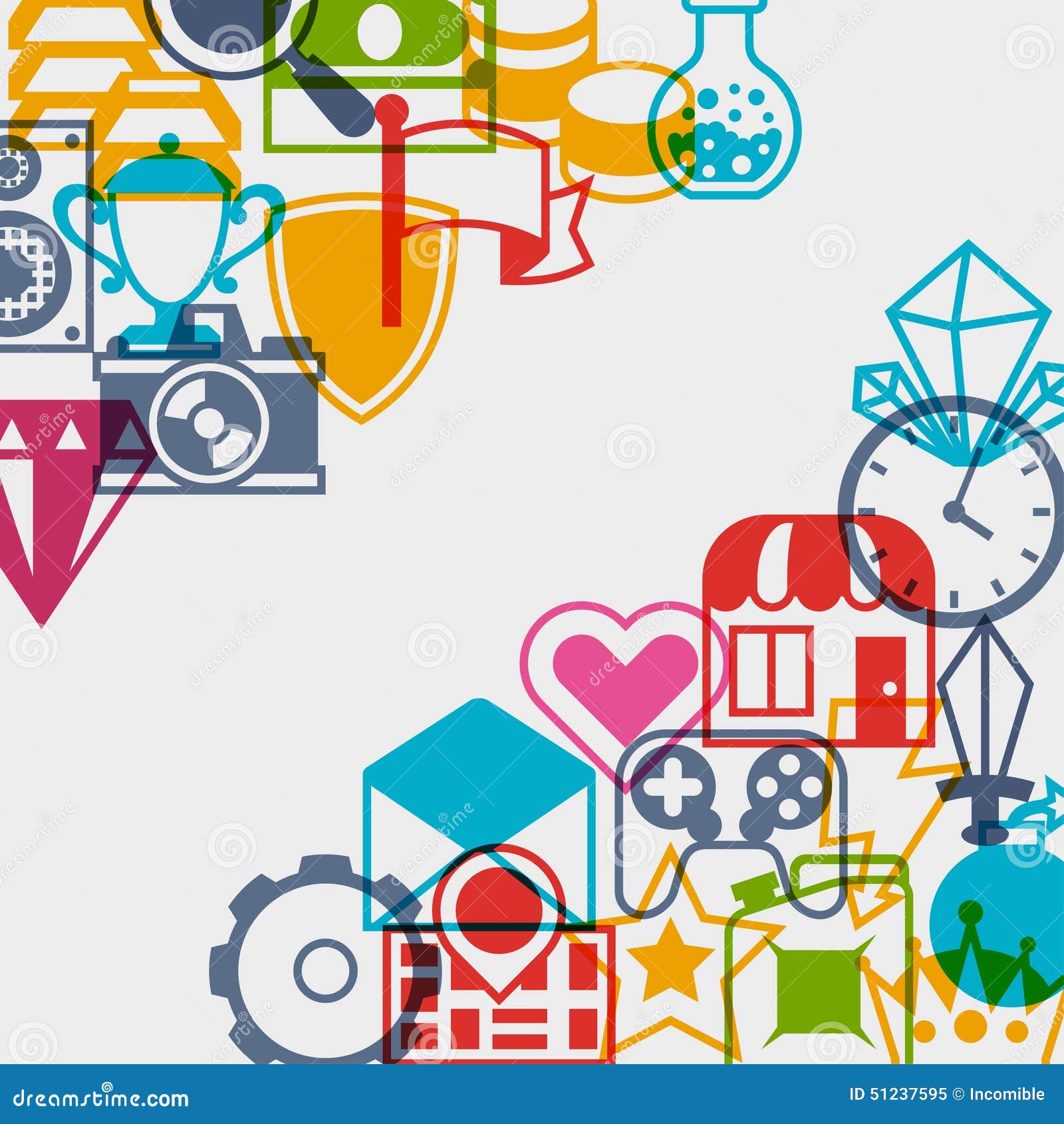 Background with Game Icons in Flat Design Style Stock Vector ...