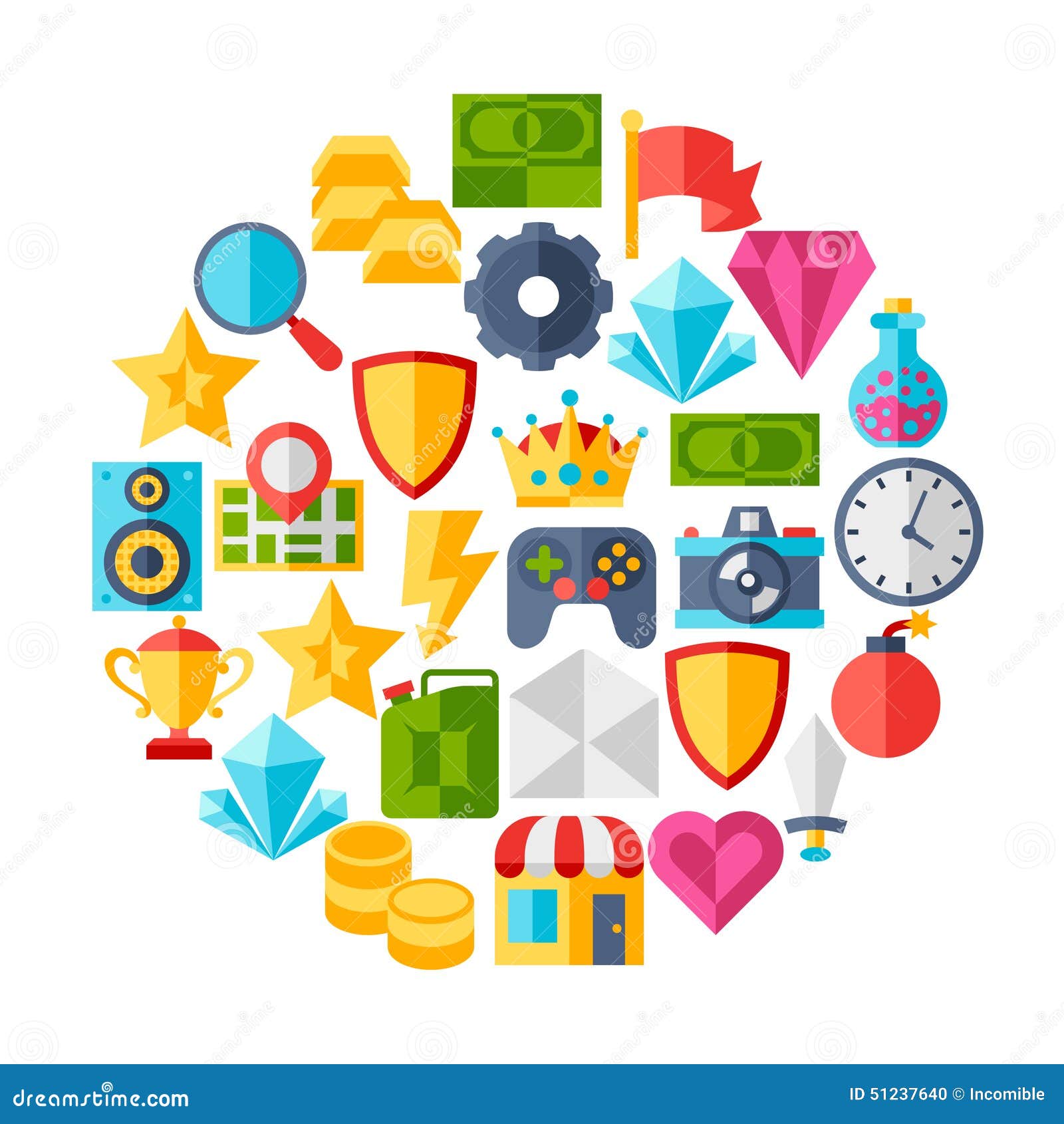 Background with Game Icons in Flat Design Style Stock Vector ...