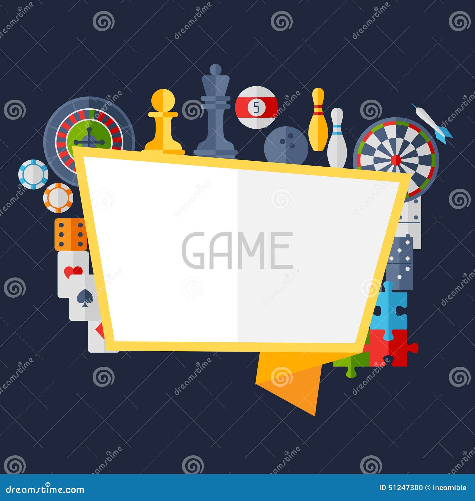 Background With Game Icons In Flat Design Style Vector Illustration ...