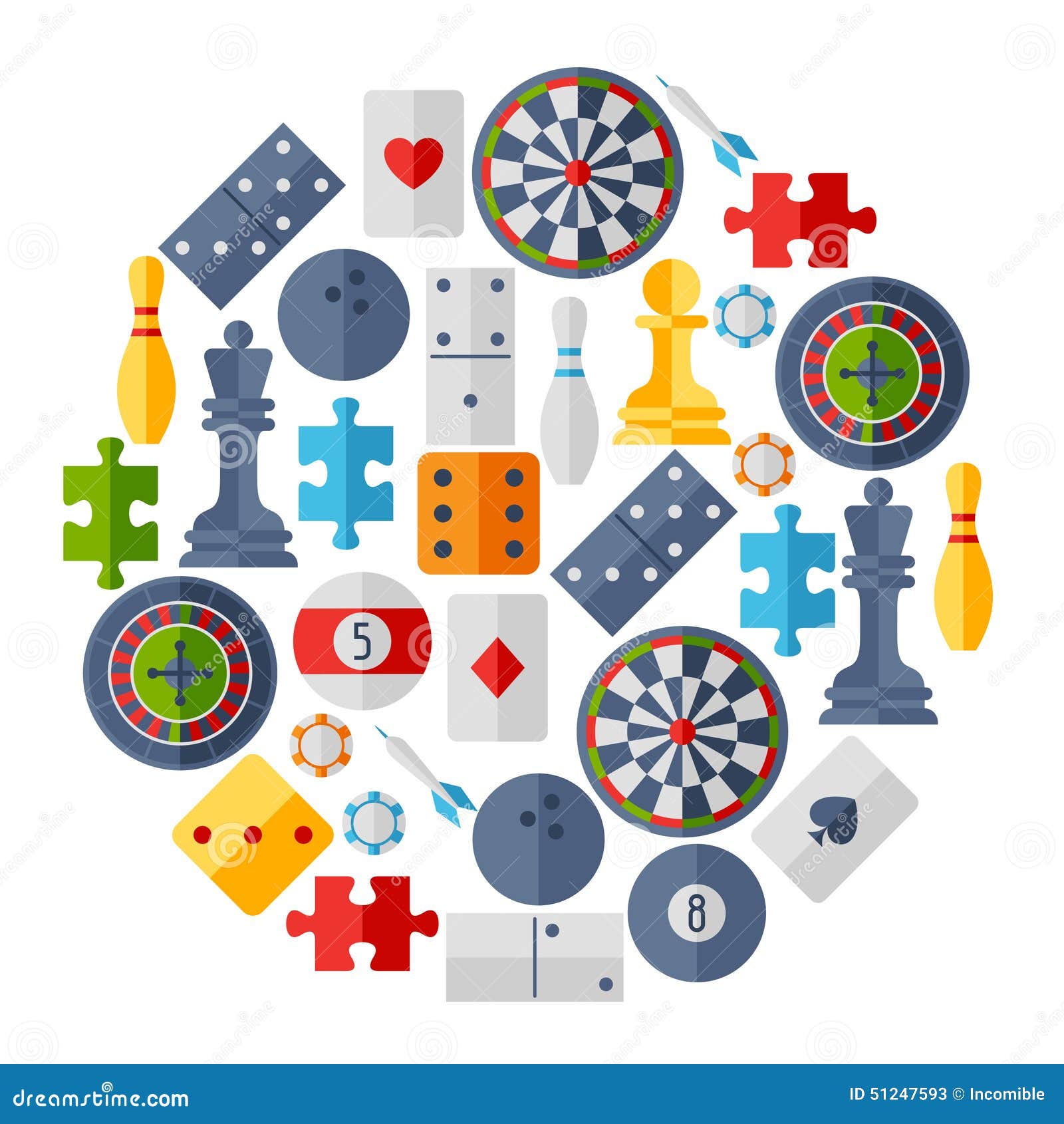 Background with Game Icons in Flat Design Style Stock Vector ...