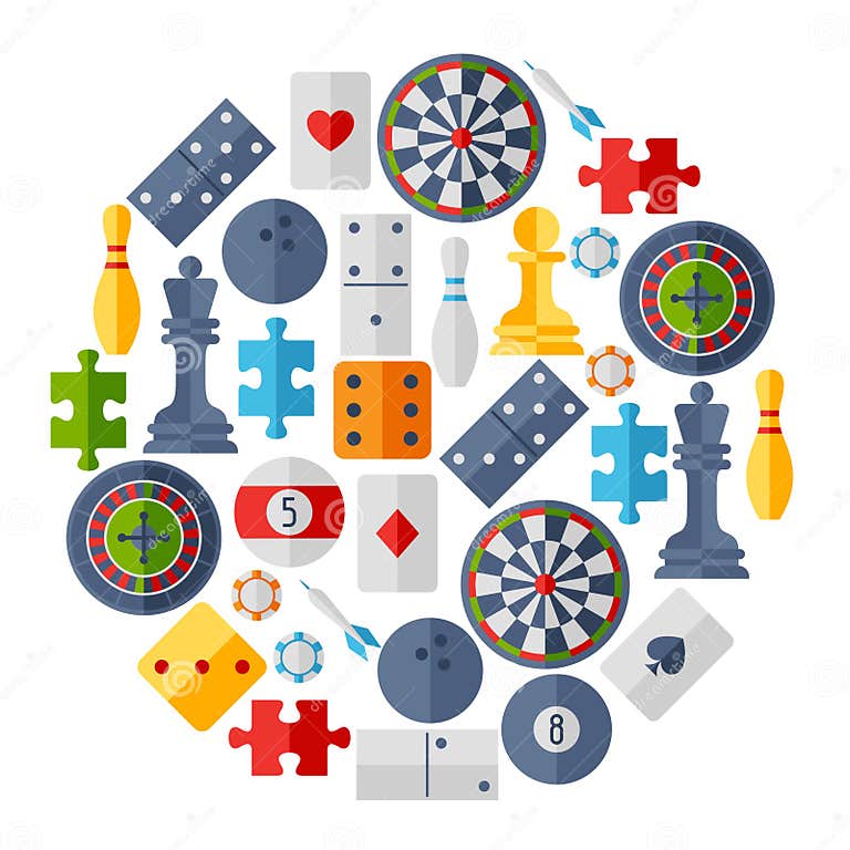 Background with Game Icons in Flat Design Style Stock Vector ...