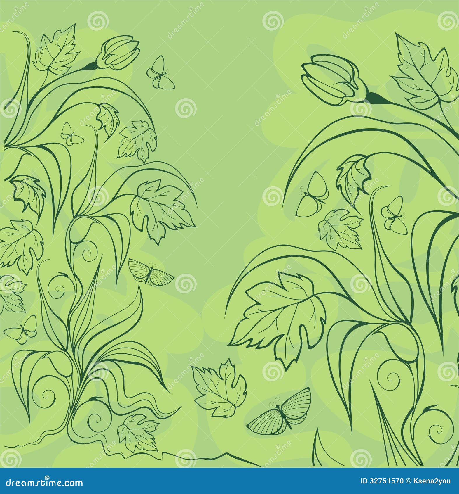 Background with Garden Plants Stock Vector - Illustration of branch ...