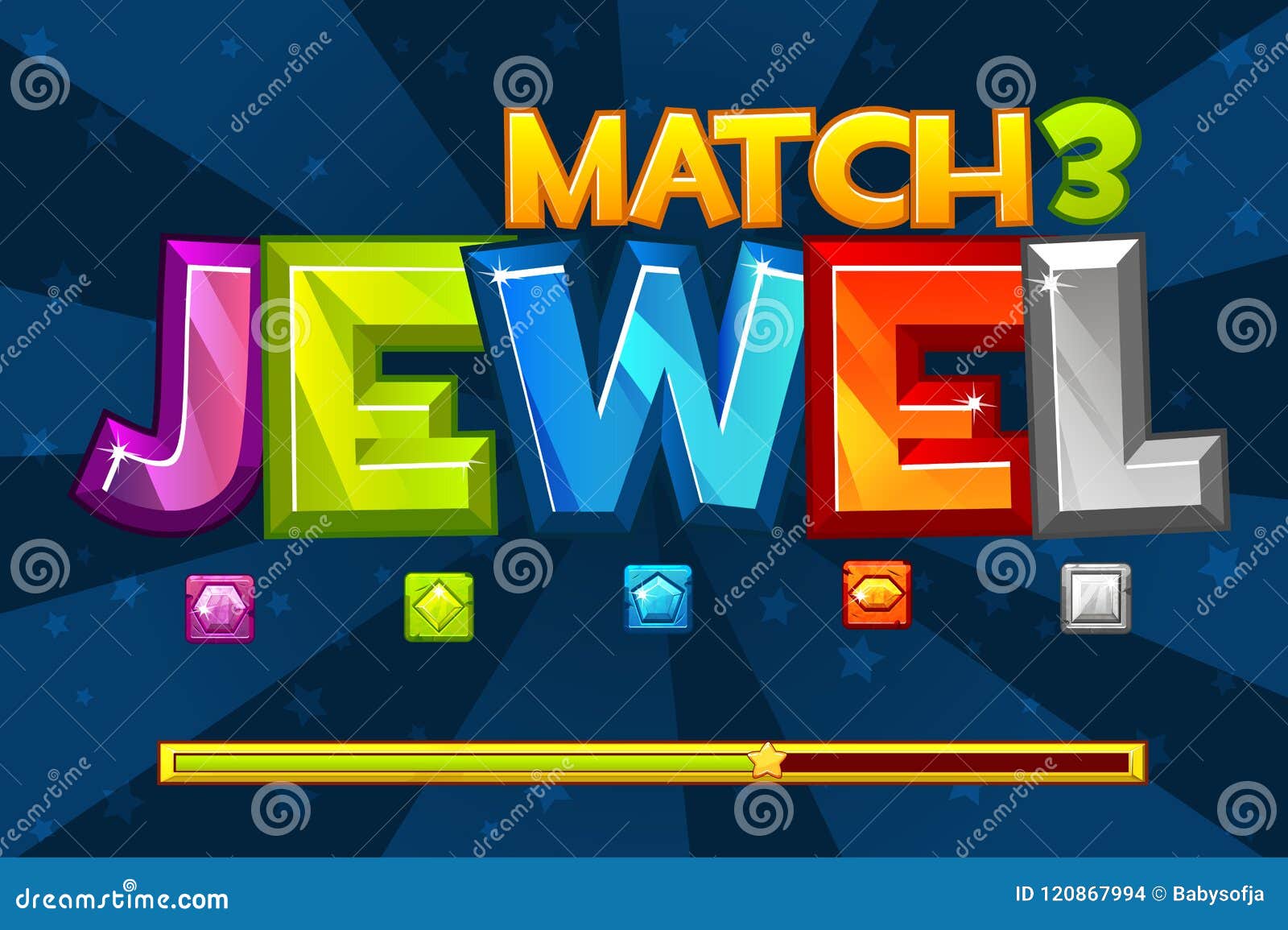 Background GEMS Match3 Games. Set Multicolored Precious Icons and ...