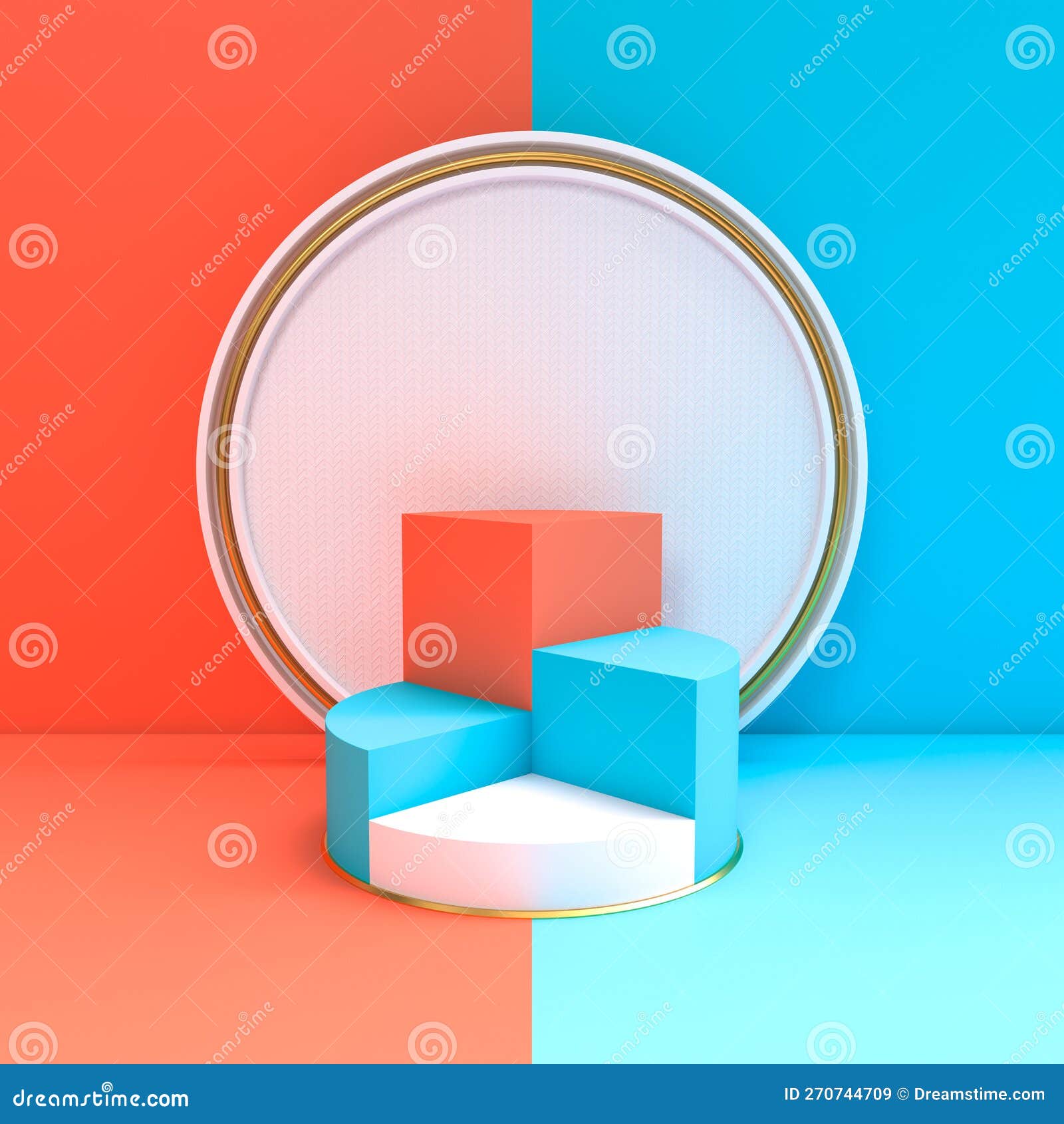 Background with Geometric Shapes and Podiums of Different Heights Stock ...